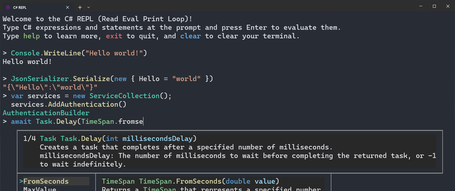 The best C# REPL is in your terminal